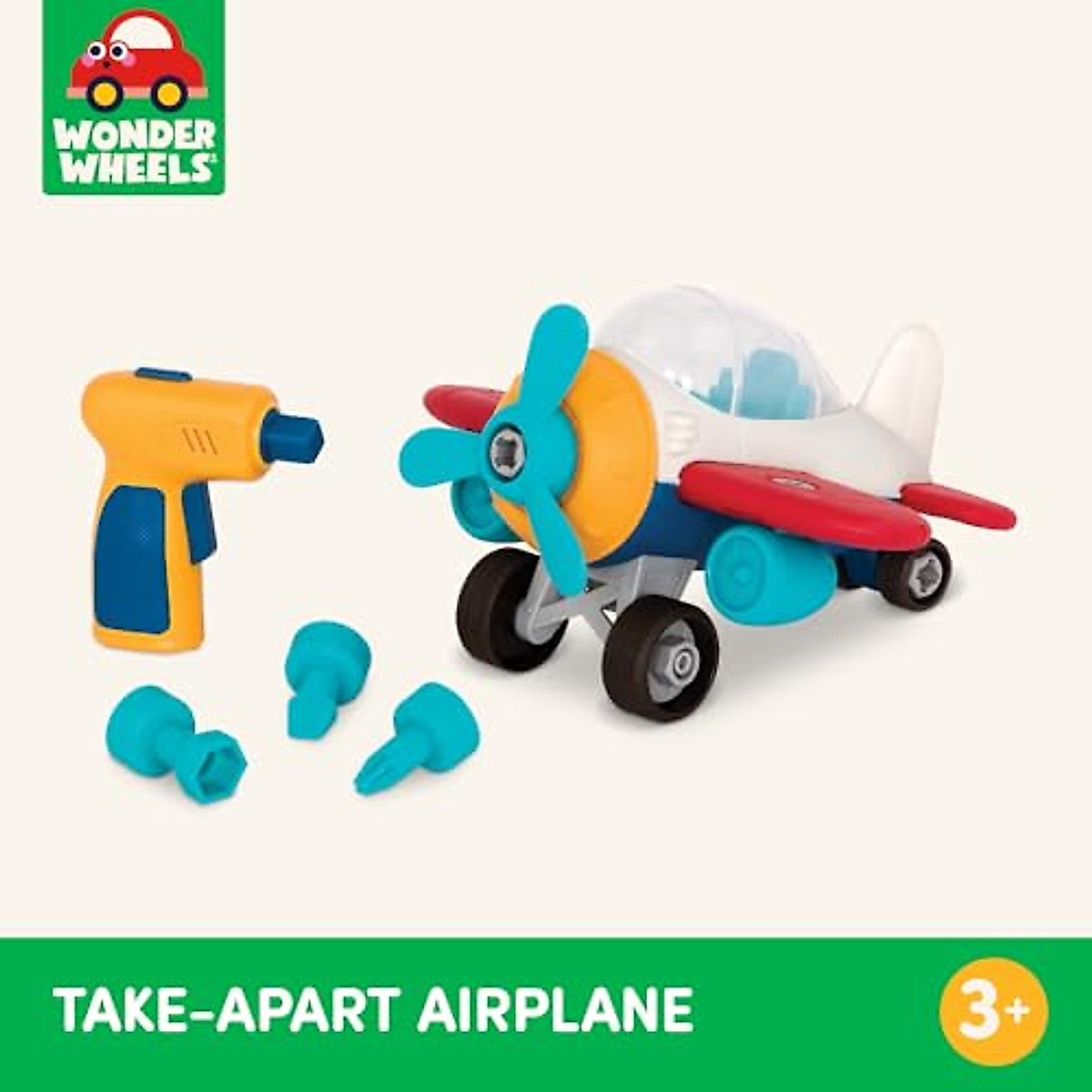 Battat- Wonder Wheels- Take-Apart Airplane – Toy Plane With Drill For Kids – STEM Toy- Developmental Toy – 3 Years +
