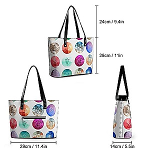 Womens Handbag Geometric Patterns Icons Leather Tote Bag Top Handle Satchel Bags For Lady