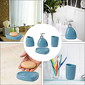 4pcs Farmhouse Decor Toothpaste Home Suit Acrylic Dispenser, Holder, Restaurant, Accessory Bathroom and Vanity Toothbrush Soap Accessories, Hotle Tumbler Bottle Dish Dispenser