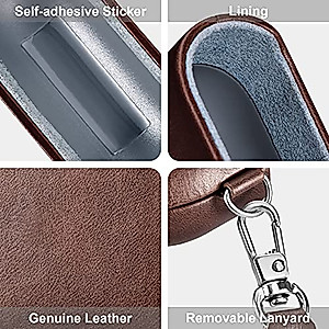 CEENFFO Genuine Leather Case for AirPods 3 (2021), Compatible with AirPods 3 Case Leather with Lanyard, Supports Wireless Charging and Front LED Visible for Case
