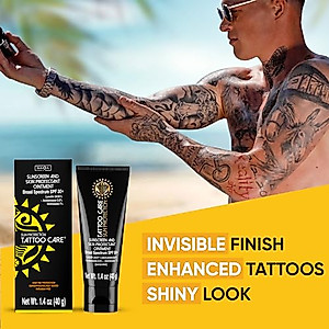 Makra Tattoo Care Sunscreen – SPF 30+ All Natural Tattoo Sun Protection - UVA/UVB Protection - Deeply Moisturizes and Protects Ink Against Fading - Enhances Colors, Water Resistant - 1.35 Oz/40 g