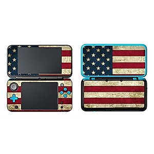 UUShop Protective Vinyl Skin Sticker Cover Wrap for New Nintendo 2DS XL/LL (American Flag)