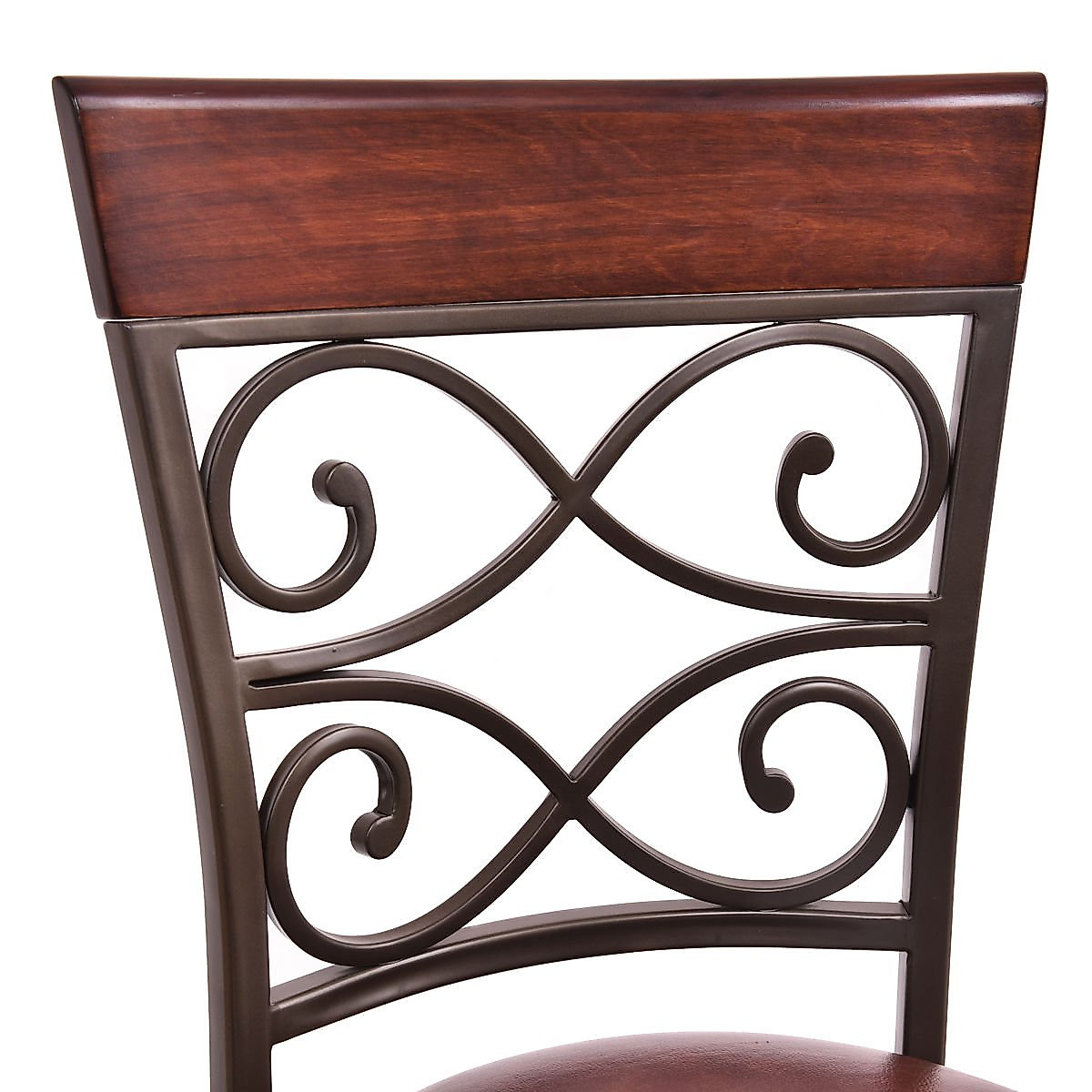 COSTWAY Bar Stools Set of 2, 360 Degree Swivel, 30" Bar Height Bar Stools, Leather Padded Seat Bistro Dining Kitchen Pub Metal Chairs with Back for Kitchen Island (Set of 2)