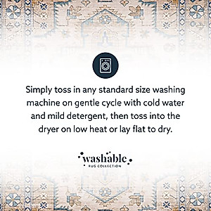 Linon The Anywhere Washable Rug Jones Ivory/Gold 3' X 5' Accent Rug