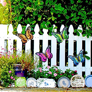 Daogtc Metal Butterfly Wall Art Decor - 6.5" Outdoor Fence Decoration, Hanging for Garden Yard Living Room Bedroom Patio Balcony,Gift for Family Friends(4 Pack)