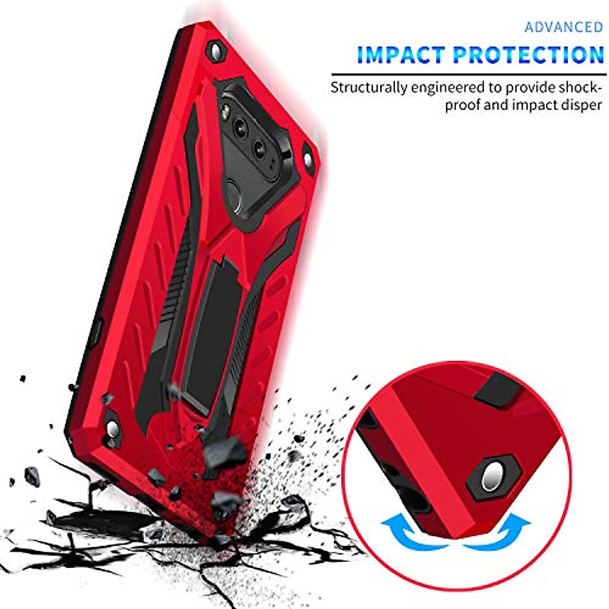 AFARER Case Compatible with LG V20 5.7 inch, Military Grade 12ft Drop Tested Protective Case with Kickstand,Military Armor Dual Layer Protective Cover - Red