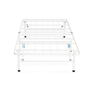 Amazon Basics Foldable Metal Platform Bed Frame with Tool Free Setup, 14 Inches High, Twin, White