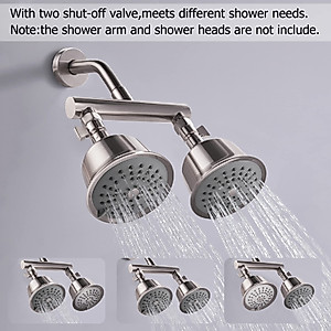 HAOXIN Shower Head Manifold with Double Outlet and Shut Off Valves for Dual Sprayer Showering System,Can Connect Two Showerheads,Brushed Nickel,STN02