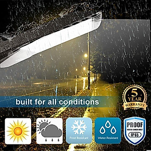 LEDMO LED Parking Lot Light Dusk to Dawn Outdoor Lighting with Adjustable Arm Mount 19500lm Waterproof Wall Light Fixtures 150W Flood Security Lights for Garage Yard Shop Warehouse Barn(3 Pack)