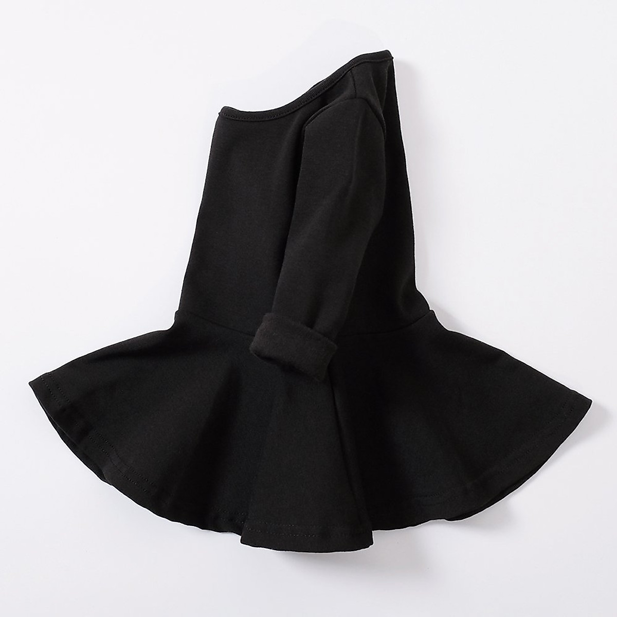 Infant Toddler Baby Girls Dress Pink Ruffle Long Sleeves Cotton (6-9m, Black)