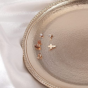 BodyAce 16g Crystal Micro Dermal Tops, Stainless Steel Dermal Base, Rose Gold Dermal Anchor Tops for Women Men, Skin Piercing Tops 3mm 4mm Dermal Piercing Jewelry (D Set:28Pcs(4mm))