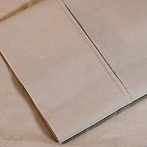 SUPERIOR Cotton Percale Deep Pocket Sheet Set, California King, Tan, 4-Pieces