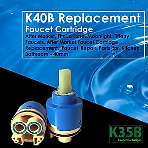 K40B Replacement Faucet Cartridge - After Market, Fits La Torre, Moonlight, Tiffany Faucets, After Market Faucet Cartridge Replacement, Faucet Repair Parts for Kitchen, Bathroom - 40mm