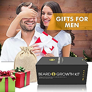 Beard Growth Kit - Derma Roller for Beard Growth, Beard Growth Serum Oil (2oz), Beard Balm and Comb, Stimulate Beard and Hair Growth - Gifts for Men Dad Him Boyfriend Husband Brother