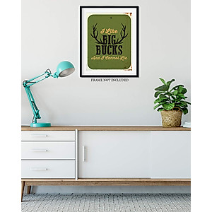 Govivo I Like Big Bucks And I Cannot Lie - Wall Decor Art Print with a green background - 8x10 unframed artwork printed on photograph paper