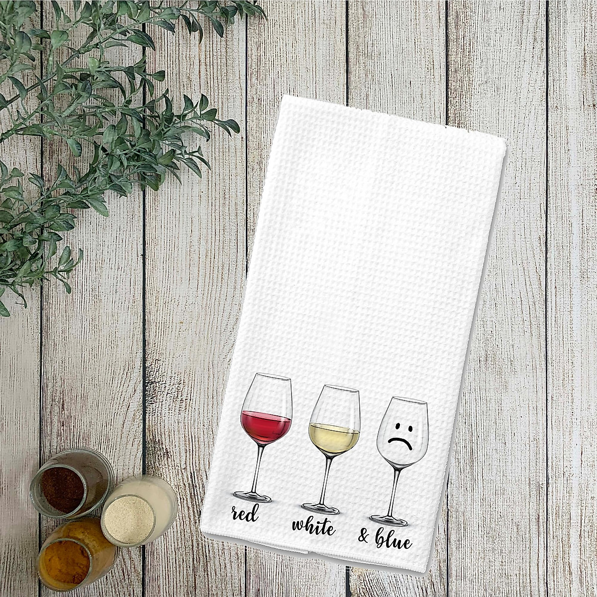 Red, White and Blue Funny Wine Drinker Kitchen Microfiber Bar Tea Towel