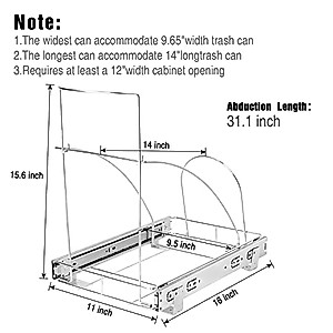 Farafox Pull Out Trash Can Under Cabinet - Adjustable Trash Can Slider for Kitchen Cabinet, Kitchen Trash Can Under Cabinet Trash for Home Base Kitchen Cabinet(Only Trash Can Slide)