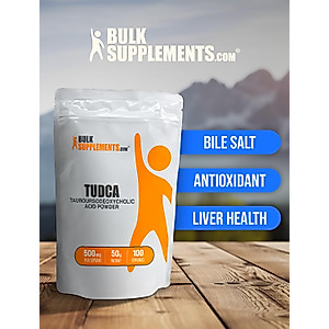 BulkSupplements.com TUDCA Powder - Tauroursodeoxycholic Acid, TUDCA 500mg - TUDCA Supplement for Liver Support - Gluten Free, 500mg per Serving, 50g (1.8 oz) (Pack of 1)