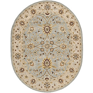 SAFAVIEH Antiquity Collection Area Rug - 7'6" x 9'6" Oval, Light Blue & Ivory, Handmade Traditional Oriental Wool, Ideal for High Traffic Areas in Living Room, Bedroom (AT249A)