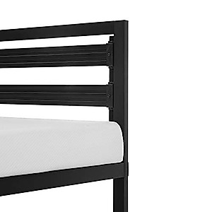 Amazon Basics Metal Bed with Modern Industrial Design Headboard - 14 Inch Height for Under-Bed Storage - Wood Slats - Easy Assemble, Queen, Black