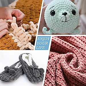 6 Pieces Plush Yarn, Soft Velvet Yarn Chenille Yarn for Crocheting Super Bulky 300g (328yds) Baby Blanket Yarn, Milk White Yarn for Knitting Sweaters, Scarves, Shawls, Cushions, DIY Crafts