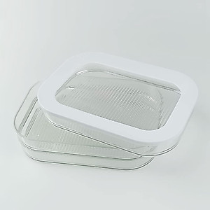 Dewedrt 1.6L with 3 Tier Meat Pieces Storage Box Airtight Lid Dishwasher Safe 3Layer Crisper