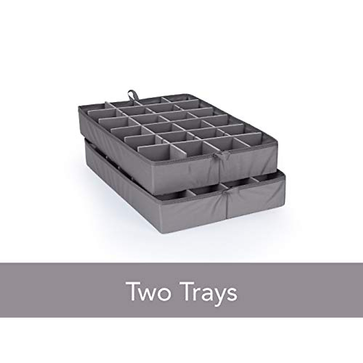 Covermates Keepsakes - Adjustable Zip-Top Storage Box - Configurable FlexGrid Compartments - Heavy Duty Polyester- Reinforced Handles - Stackable Design - Indoor Storage-Graphite