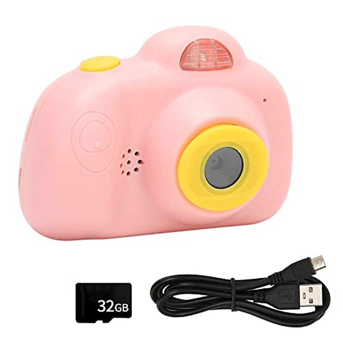 Kids Selfie Camera, 8MP 1080P 2.4in Screen 32G Micro Storage Card 1020mAh Large Battery Digital Toy Camera, Auto Power Off Drops Shockproof Autofocus for 3-12 Year Old Kid(Pink)