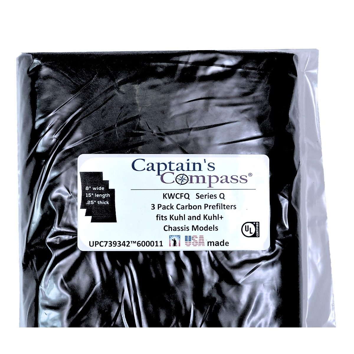 CAPTAIN'S COMPASS Replacement Series Q Carbon Filter 3-Pack for Kuhl and Kuhl+ Series Q Chassis Models (KWCFQ)