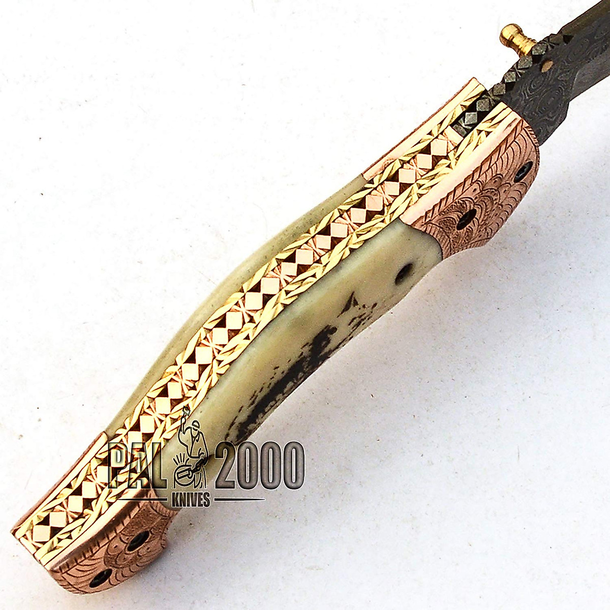 PAL 2000 KNIVES POC-9689 Handmade Damasccus Steel Hunting Folding Pocket Knife