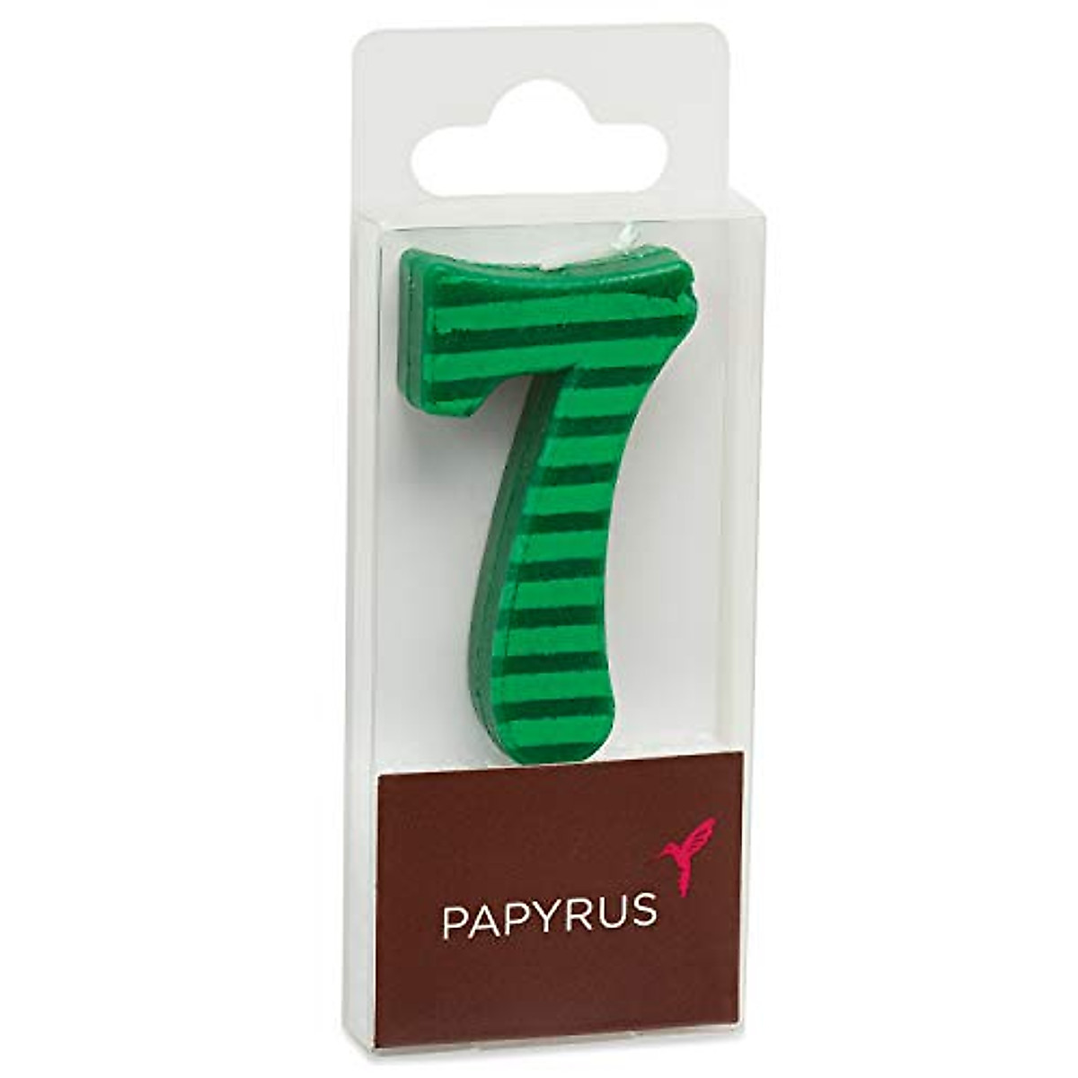 Papyrus Number 7 Birthday Candle, Green Stripes (1-Count)