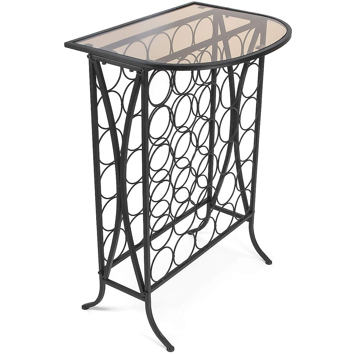 Sorbus Wine Rack Stand Bordeaux Chateau Style with Glass Table - Holds Bottles of Wine - Elegant French Style Wine Rack to Compliment Any Space - Minimal Assembly (Wine Stand - 30 Bottles)