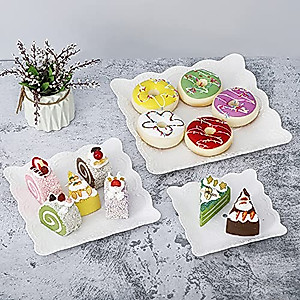 2 Set of 3-Tier Plastic Cupcake Stand Dessert Plates Mini Cakes Fruit Candy Display Tower White for Kids Birthday Tea Party Baby Shower Serving Tray, Square