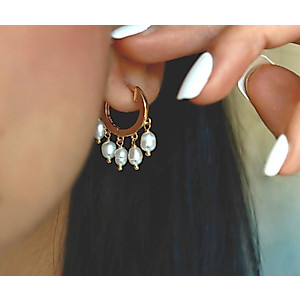 Pearl Hoop Earrings, Freshwater Pearl Earrings, Sterling Silver Pearl Earrings, Pearl Earrings Dangle, Pearl Drop Earrings, Gold Pearl Earrings, Bridal Earrings