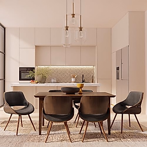 SIMPLIHOME Malden Dining Chair in Distressed Brown Vegan Leather, 22.8" W x 20.9" D x 30.9" H, Mid-Century Modern Wood Back Chair for Dining Room