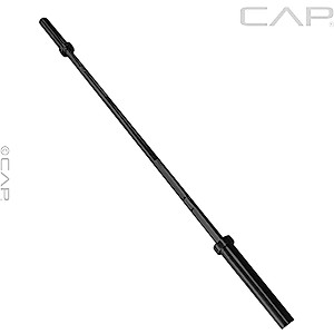 CAP Barbell 2' Olympic Solid 6 ft Bar, Bronze Bushings, Black (New Version) (OBIS-72B-3)