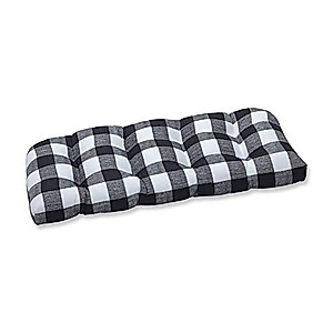 Pillow Perfect Outdoor/Indoor Anderson Matte Tufted Loveseat Cushion, 1 Count (Pack of 1), Black