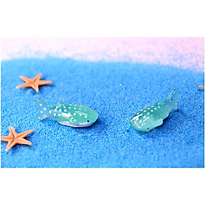 SQXBK Mini Whale Figurines 20PCS 11x27mm Blue Resin Miniature Spotted Shark Sculpture Statue Ocean Animal Antique Decorative for Terrariums Dollhouse Bonsai Fairy Garden Ornament DIY Micro Landscape