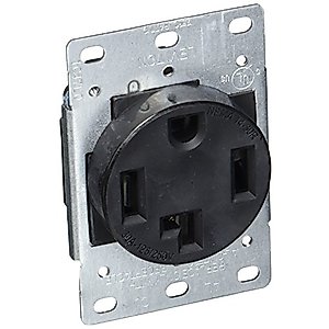 Leviton 278-S00 4-Wire, 30-Amp, 250V Flush Mount Dryer Receptacle,Black