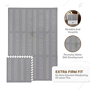 CHILDLIKE BEHAVIOR Baby Play Mat - Play Pen Tummy Time Mat & Crawling Mat Foam Play Mat for Baby with Interlocking Floor Tiles 72x48 Inches Puzzle - Baby Floor Mat Infants & Toddlers (X-Large, Grey)