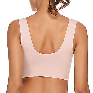 Seamless Mesh Lace Bras for Women Wirefree Comfortable Padded Lift Push Up Thin Soft Back Smoothing Sleep Leisure Pullover Bralettes Plus Size for Large Breasts (169 Sleep Pink, S, s)