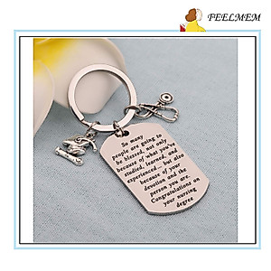 FEELMEM Nursing Degree Graduation Gift Nurse Graduation Keychain So Many People Are Going To Be Blessed Because of Your Devotion and Person You Are Nursing School Graduation Keyring (silver)
