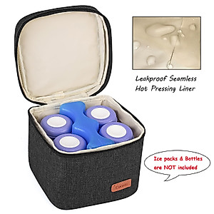 CURMIO Breastmilk Storage Bag for 4 Bottles up to 5 Oz, Insulated Mini Cooler Bag for Baby Bottles, Bottle Warmer On the Go for Daycare, Bag Only, Black