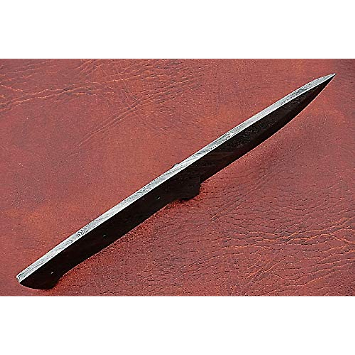 9" Long Straight Back Blank Blade Skinning Knife, Hand Forged Damascus Steel, 4" Scale Space with 3 Pin Hole Space,4.25 inches Cutting Edge