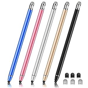 Stylus Pens for Touch Screens (5 Pcs), CPKEON Capacitive Stylus 2 in 1 Precision Stylus Pens with 6 Extra Replaceable Tips for iPad iPhone Tablets Samsung Galaxy All Universal Touch Screen Devices