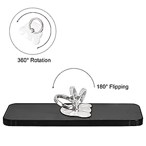 uxcell Transparent Phone Ring Holders, Diamond Clear Finger Grip Stand for Phone, Case, Tablet (Bear Shape), 2Pcs