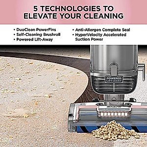 Shark AZ2000W Vertex Upright Vacuum DuoClean PowerFins Powered Lift-Away Self-Cleaning Brushroll and HEPA Filter and Active Glide Technology,Powerful LED Lights on The Nozzle, Rose Gold (Renewed)