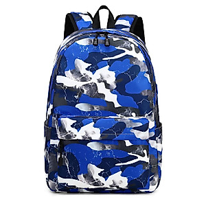 Lmwzh Backpack For Boys Girls Elementary Waterproof teen School Bags Kids Bookbag Lightweight Camo Blue（2023 Model）