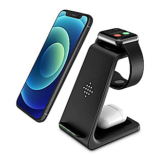 Wireless Charger Stand Dock 3 in 1 Fast Qi Wireless Charging Station for Multiple Devices Apple Watch 7/6/SE/5/4/3/2,Airpods Pro 2,iPhone 14/13/13Pro Max/12/12Pro/SE/X/XR/XS/8/pixel 7/Pixel 6/Android