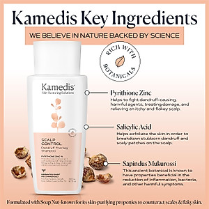 KAMEDIS Anti-Dandruff Therapy Shampoo. For Dry, Itchy, Flaky, Sensitive Scalp and Seborrheic Dermatitis. Contains 1% Zinc Pyrithione and Salicylic Acid. Hair & Head Treatment. 13.4 Fl Oz. (2pk)